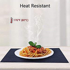 LIFEWEAR Placemat Set of 6,Woven Placemats,Outdoor/Indoor Place Mats,Vinyl/Plastic Placemats, Washable Placemats,Table Placemats Set of 6（Dark Blue）
