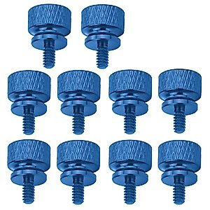 YATENG 10-pcs Anodized Aluminum Computer Case Thumbscrews (6-32 Thread) for Computer Cover/Power Supply/PCI Slots/Hard Drives DIY Personality Modification & beautification (Sky Blue)