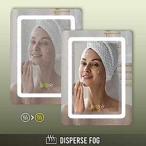 imgflx 24‘’x32‘’ Medicine Cabinet w/LED Mirror, Bathroom Lights Mirror, Recessed or Surface Mounted, Alumimum Alloy Frame, w/Cold&Warm Light, Defogger, Stepless Dimmer, Outlets&USB (24X32 in|1 Door)