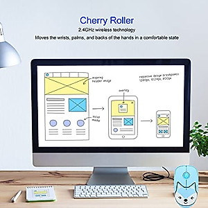 Pomya Wireless Gaming Mouse,Portable Office Mouse Computer Mouse, Smart Sleep Modes 2.4GHz Ergonomic Cherry Roller USB Mouse for Girl Gaming Mouse