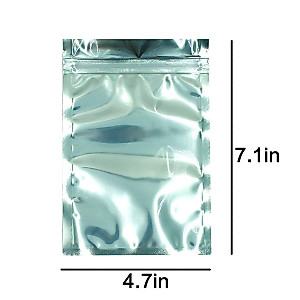 100pcs Resealable Packaging Bags Small Mylar Plastic Bags for Candy Coffee Beans Tea Dried Flowers Soap Sample Packaging, 5" x 7" Sizes, Aluminum Foil Heat Seal Pouch Smell Proof Storage Bags