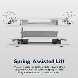 Vari - VariDesk Pro Plus 36 - Dual Monitor Standing Desk Converter - Adjustable Desk Riser with 11 Height Settings - Stand Up Home Office Workstation - Rising Desk with Spring Loaded Lift (White)