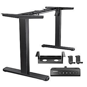 HUANUO Standing Desk Frame with 220lbs Powerful Brushless Motor, Thick T-Shaped Adjustable Desk Legs Made of Automotive-Grade Steel, for Max 75″ x 35″ Desktop, for Home Office, Frame Only