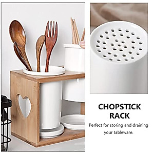 MAEPA Kitchen Utensil Holder Ceramic Utensils Crock Farmhouse Utensil Caddy Cutlery Storage Organizer with Stand for Kitchen Countertop