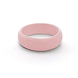 AERA Womens Silicone Wedding Band - Thin, Breathable, Classic Design Rubber Ring (Pink, 7)