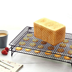 Kingrol 2-Piece Cooling Rack with Collapsible Folding Legs - for Cooking, Roasting, Drying, Grilling (Black)