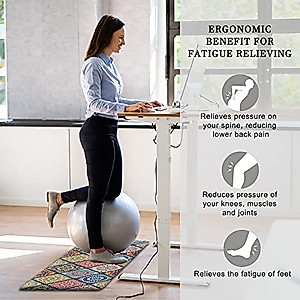 QiyI Anti Fatigue Kitchen Mat 1 Piece Boho Kitchen Rug Waterproof Oil Proof Runner Rug Floral Medallion Laundry Comfort Standing Mat Cushioned Area Doormat 17" W x 29" L - Ethnic Traditional Pattern