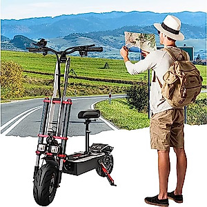 Tumotcy Electric Scooter Adult 5600w Dual Motor, Max Speed 50MPH Range 70 Miles, 12 Inch Street Tires Commuter Dual Suspension E-Scooter with Seat