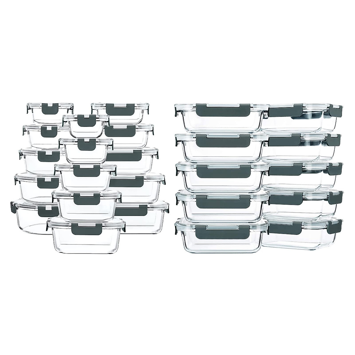 M MCIRCO 30-Piece Glass Food Storage Containers with Snap Locking Lids, [10-Pack,22 Oz] Glass Meal Prep Containers with Lids