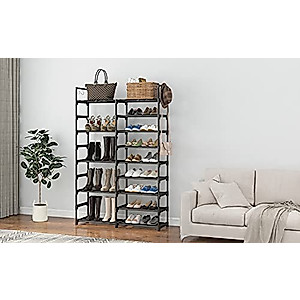 WOWLIVE 9 Tiers Shoe Rack Shoe Storage Shoe Organizer 30-35 Pairs Shoe Tower Unit Shelf Durable Metal Pipes with Plastic Connectors Stackable Cabinet Black(SSS2B9)
