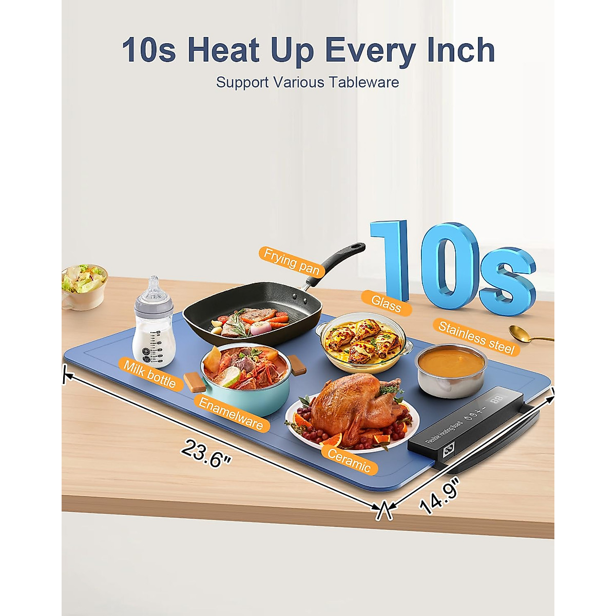 Food Warming Mat for Electric Warming Tray: 24H Timer Full Surface Heating Food Warmer - 7 Temperature Portable Food Warming Mat for Buffet - Silicone Heating Mat for Parties and Daily Use