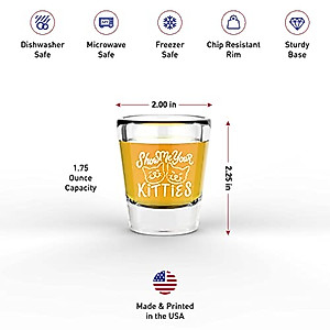 LitGifts Funny Cat Shot Glass, Cat Lover Gifts for Women or Men, Cat Themed Gifts for Cat Mom or Cat Dad, Kitty Gifts for Cat Owners, 1.75 Ounce White