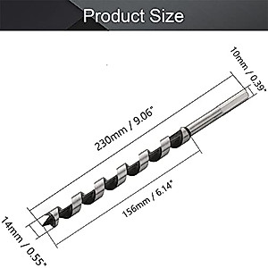 Utoolmart Auger Drill Bit Wood Hex Shank 14x230mm Cutting Dia High Speed Steel for Electric Bench Drill Woodworking Carpentry