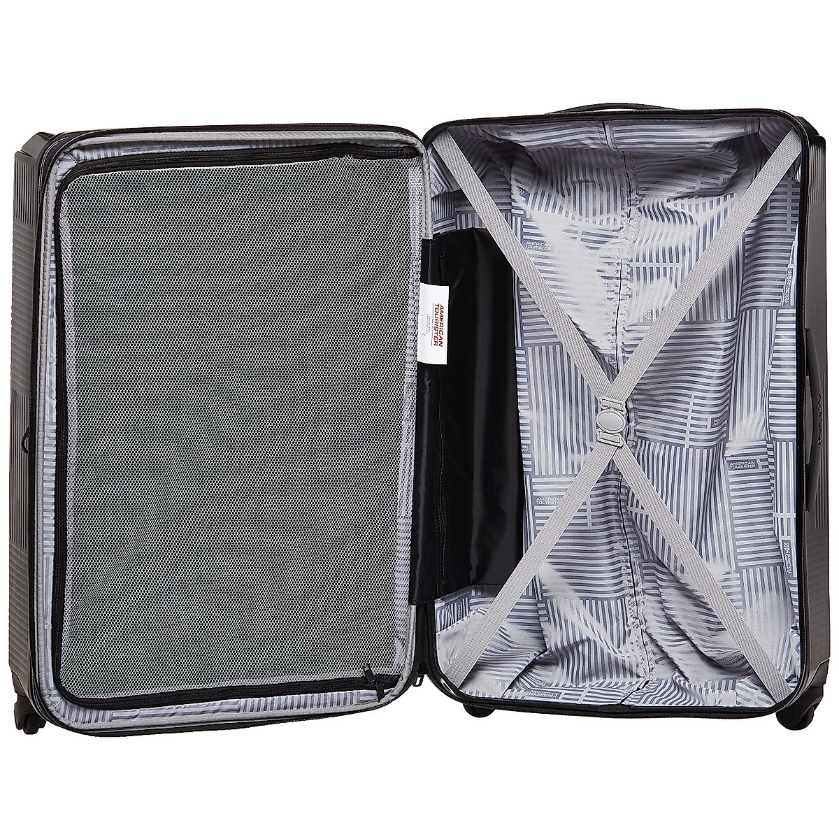 American Tourister Stratum XLT Expandable Hardside Luggage with Spinner Wheels, Jet Black, Checked-Large 28-Inch