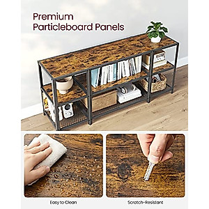 VASAGLE TV Stand for 65 Inches TVs, Industrial Entertainment Center, Modern TV Console with Open Storage Shelves for Living Room, Bedroom, Rustic Brown and Black ULTV105B01