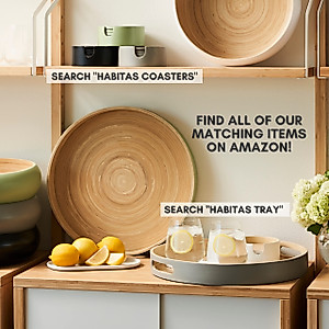 HABITAAS Fruit Bowl For Kitchen Counter, Decorative Bowl, Large Serving Bowl Or Fruit Basket For Kitchen Spun Bamboo (Sage)