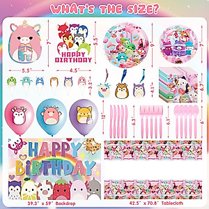 𝓢𝓺𝓾𝓲𝓼𝓱𝓶𝓪𝓵𝓵𝓸𝔀𝓼 Birthday Party Supplies - 151Pcs 𝓢𝓺𝓾𝓲𝓼𝓱𝓶𝓪𝓵𝓵𝓸𝔀𝓼 Birthday Decorations include Banner Tablecloth Backdrop Ballons Cupcake Cake Toppers Tableware Hanging Swirls