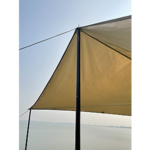 Sutekus Camping Tarp Rain Fly Tarp Waterproof Tent Tarp Lightweight Ripstop Fabric 12FT Extra Large Tarp (Khaki)