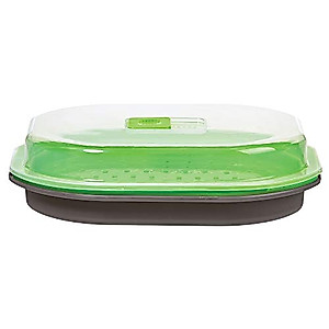 Prep Solutions by Progressive Microwavable Fish and Veggie Steamer, Steam Vent, Vegetable Steamer, BPA FREE, Dishwasher Safe