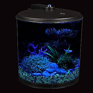 Koller Products AquaView 2-Gallon Plastic 360 Aquarium with Power Filter & LED Lighting for Tropical Fish - Betta Fish