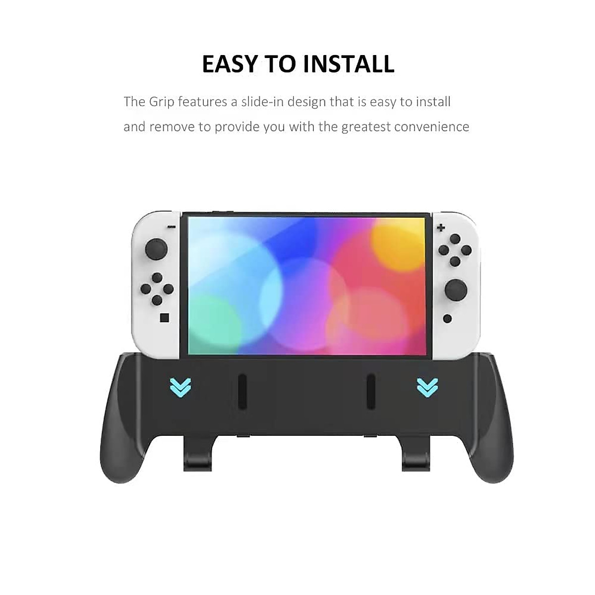 ECHZOVE Switch OLED Grip, Comfortable and Ergonomic Gaming Portable Protective Handheld Grip, Joy Con and Switch OLED Control, Accessories for Switch 2021 with Game Slots and Kickstand - Black