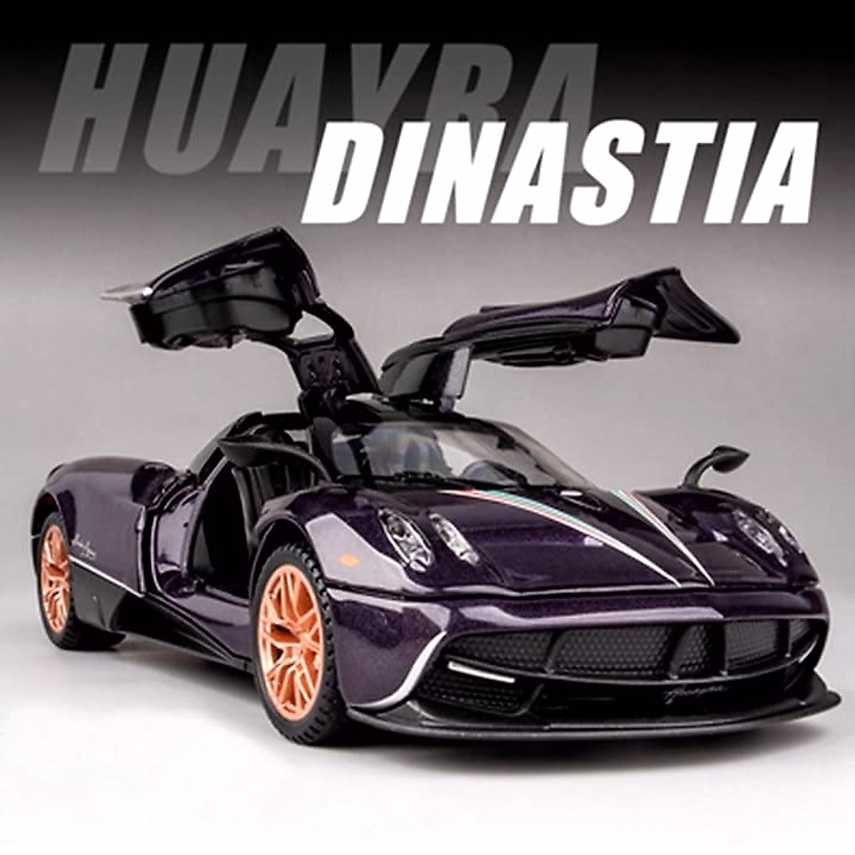 1:32 Alloy DieCast Metal Cars Model Collectible Pagani Huayra Dinastia Pull Back Vehicle, Pull Back Model Cars with Light and Sound，Children's Christmas Birthday Gifts,etc.(Purple)