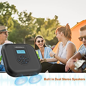 CD Player Portable, MONODEAL Bluetooth CD Player with Speakers and FM Transmitter, Rechargeable 1800mAh CD Player for Car and Home with LED Screen