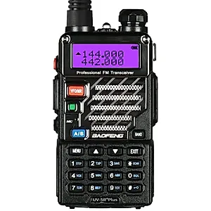 BAOFENG UV-5R+ Plus Two Way Radio, Long Range for Adults Rechargeable with Earpiece, Walkie Talkie for Outdoors, 144-148 420-450MHz, Qualette Series, Black