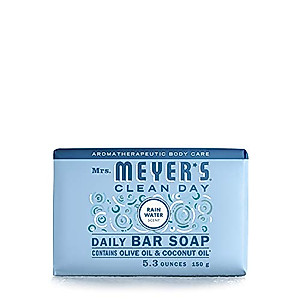 MRS. MEYER'S CLEAN DAY Bar Soap, Use as Body Wash or Hand Soap, Made with Essential Oils, Rain Water, 5.3 oz, 1 Bar