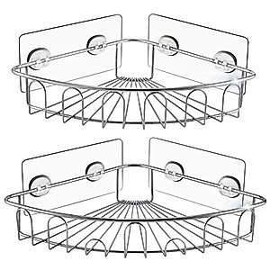 Shower Caddy Corner-Shower Organizer,Shower Shelf Shower Storage Bathroom Accessories Fixed by Adhesive Wall Mounted, No Drilling, Storage Organizer for Toilet, Dorm and Kitchen SUS304 Stainless Steel