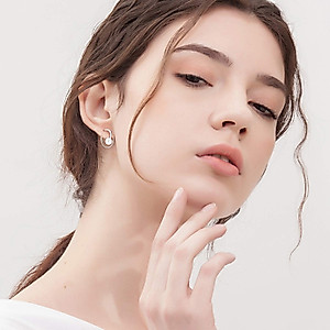 Sterling Silver Pearl Spiral Hoop Earrings Pull Through Small Hoop Earring for Women