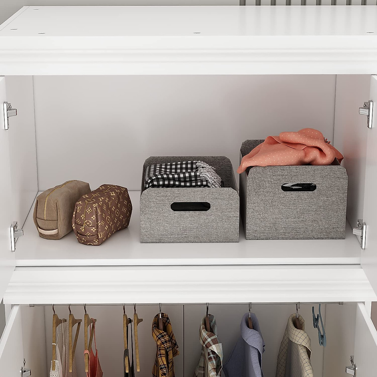 AIEGLE 3 Doors Wardrobe Armoire with 4 Drawers, 47.2" Wide Large Freestanding Armoire Wardrobe Closet with Shelves, Hanging Rod & Top Storage Cabinet, Bedroom Clothes Organizer Set, White