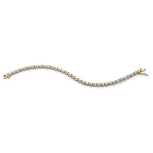 PalmBeach Yellow Gold-plated Genuine Diamond Accent S Link Tennis Bracelet (4.5mm), Box Clasp, 7.5 inches