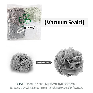 BTYMS 4 Pieces Shower Loofahs Exfoliating Sponge Body Scrubber 75g/pc Bath Puffs Shower Scrunchies Bathing Sponges for Women and Men