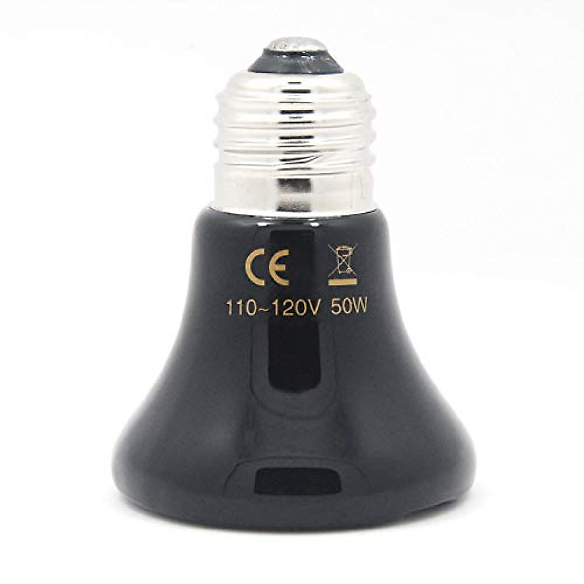 iRuiZhe Mini Reptile Heat Lamp Bulb 2 Pack, 50W 60MM Pet No Light Infrared Ceramic Heat Emitter for Brooder Coop, Lizard, Lambs, Snake, Black