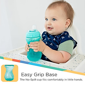Nuby 3 Pack No Spill Toddler Sippy Cups - Toddler Cups Spill Proof with Easy and Firm Grip - BPA Free Toddlers Cups - Aqua, Coral, Yellow