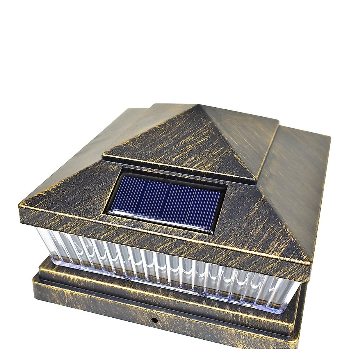 iGlow 8 Pack Vintage Bronze Garden 6 x 6 Solar SMD LED Post Deck Cap Square Fence Light Landscape PVC Vinyl Wood Bronze