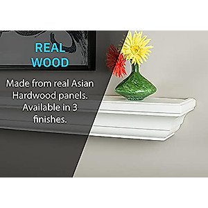 MANTELSDIRECT 60 Inch Floating Fireplace Mantel Wood Shelf in White - Colton from Mantels Direct | Wooden Rustic Wall Shelf Perfect for Décor and Electric Fireplaces