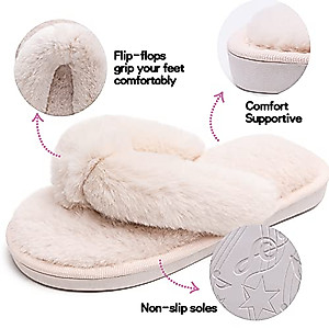 techcity Boys Girls Fuzzy Flip Flop Slippers Kids Cute Soft Comfy Open Toe Fluffy Slip On Thong Flat Sandals House Home Fur Slides Indoor Outdoor