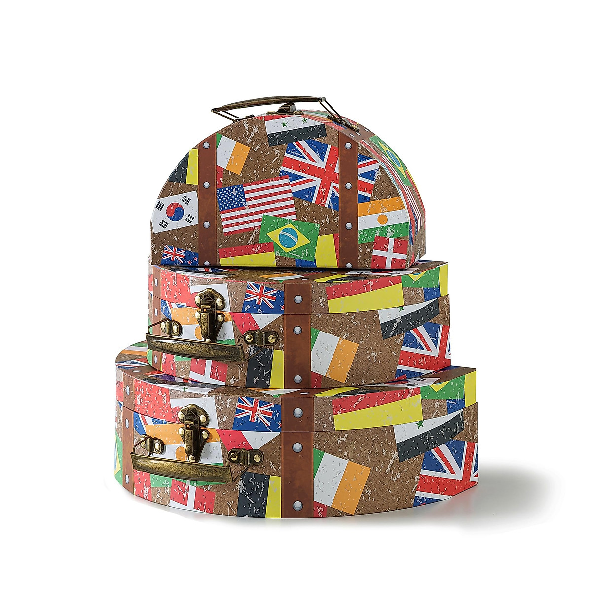 Travel Themed Decorative Storage Boxes Set of 3 | Global Travel Style