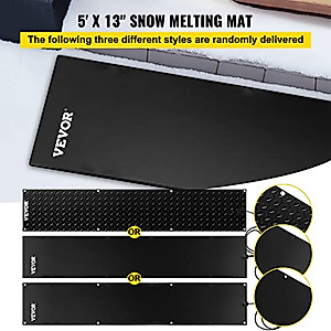 VEVOR, 5ft x 13in Walkway, 120V Ice, PVC Heated 6ft Power Cord, Slip-Proof, Ideal Winter Outdoor Snow Mat, 2'' per Hour Melting Speed, Black
