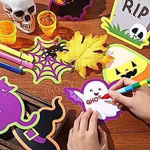 45 Pieces Halloween Bulletin Board Decoration Classroom Cutouts Pumpkin Spider Ghost Witch Hat Candy Cardboard Cutouts Set for DIY School Halloween Home Trick or Treat Party Decorations Supplies