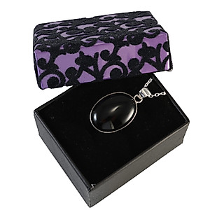 Sterling Silver Oval Black Onyx Small Pendant Necklace - Handmade 15x20mm Black Stone 16+2 inches Chain for Women