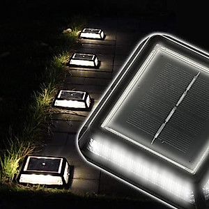 Japard Solar Road Stud Light, Driveway Marker Lights Bright White, Outdoor LED Solar Powered Boat Dock Lights Aluminum Waterproof Wireless Road Studs for Deck Step Stair Garden Ground Walkway