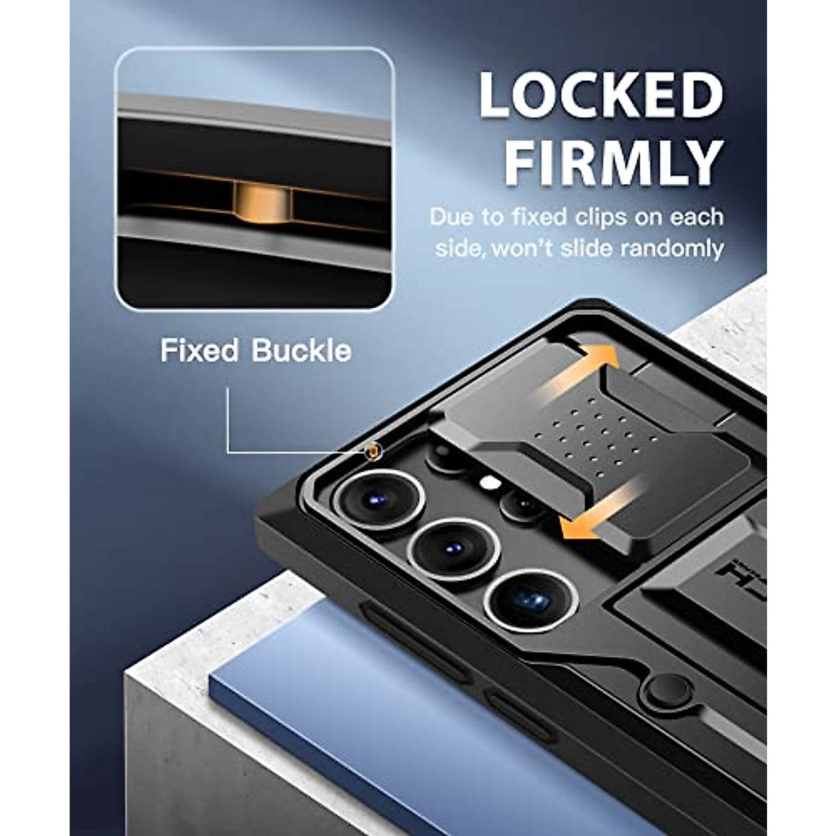 Tongate Compatible with Samsung Galaxy S23 Ultra Case with Slide Camera Cover & Kickstand, [10FT Military Drop Protection] Rugged Shockproof Phone Case for Galaxy S23 Ultra 5G 6.8 Inch, Black