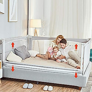 M MAYbabe Bed Rail. Baby Bed Rail. Extra Long and Tall Kids Bed Rail Guard -Bed Guard Rails for King Size 76 inches Wide.(Gray-1 Pack)