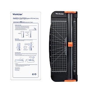 WORKLION Paper Cutter - A4 Paper Craft Cutter with Security Blade for Cut Gift Card, Coupon, Label, Cardstock, Photo, 12 inch Black Office Paper Trimmer