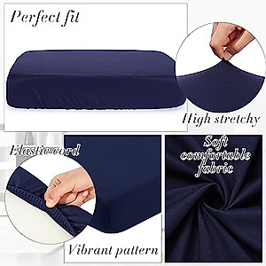 Newwiee 8PCS Patio Stretch Sofa Cushion Cover Outdoor Cushion Cover Replacement Couch Slipcover Sofa Seat Cover Soft Flexibility Chair Cushion Cover Furniture Protector (Navy,Waterproof Pure)
