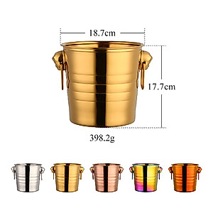 Meisha Stainless Steel Ice Bucket with Scoop and Tong- Insulated Rainbow Ice Bucket for Home Bar, Chilling Beer Champagne and Wine