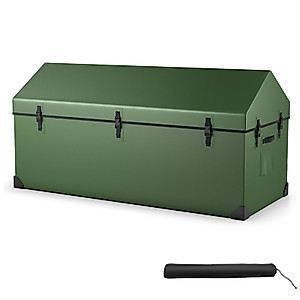 S AFSTAR 174 Gallon Waterproof Outdoor Storage Box, Outdoor Tarpaulin Deck Box with Ventilated Window, Corner Protector, Adjustable Snap, Patio Storage Box for Poolside, Garden, Yard